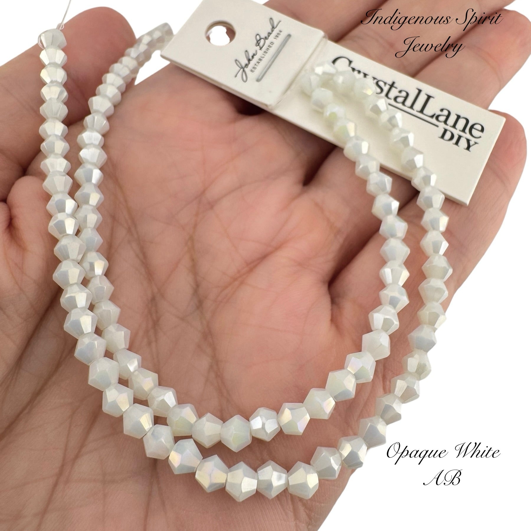4mm Opaque White AB - Crystal Lane – Indigenous Jewelry Supplies